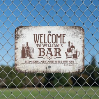 Rustic Old Vintage Style Home Bar Metal Sign | Zazzle