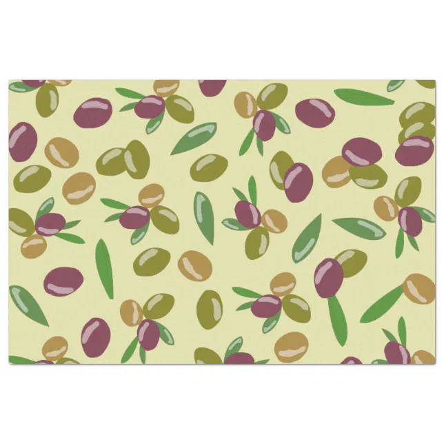 Rustic Olive and Olive Leaves Pattern Tissue Paper | Zazzle
