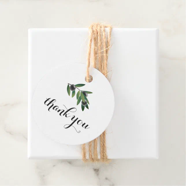Rustic Olive Branch Thank You Favor Tag – Round | Zazzle