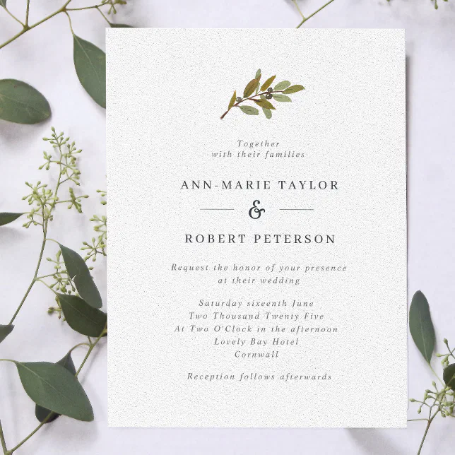 Rustic Olive Branch Wedding Invitation | Zazzle