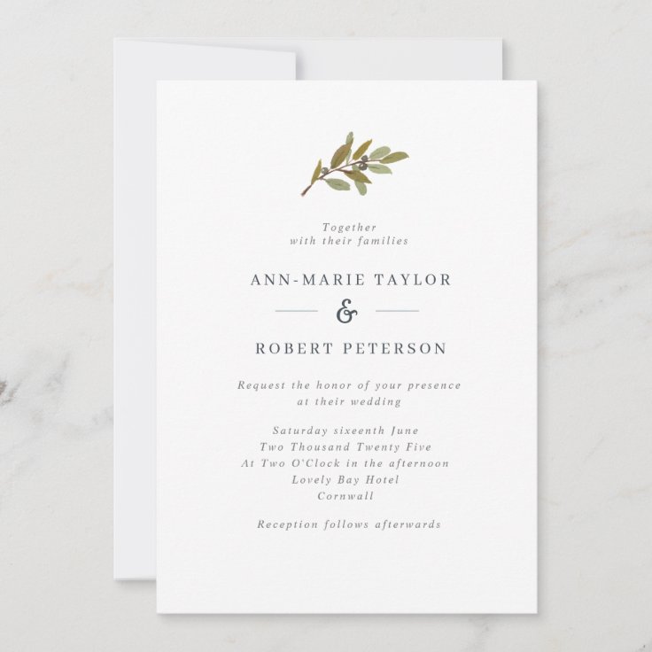 Rustic Olive Branch Wedding Invitation | Zazzle