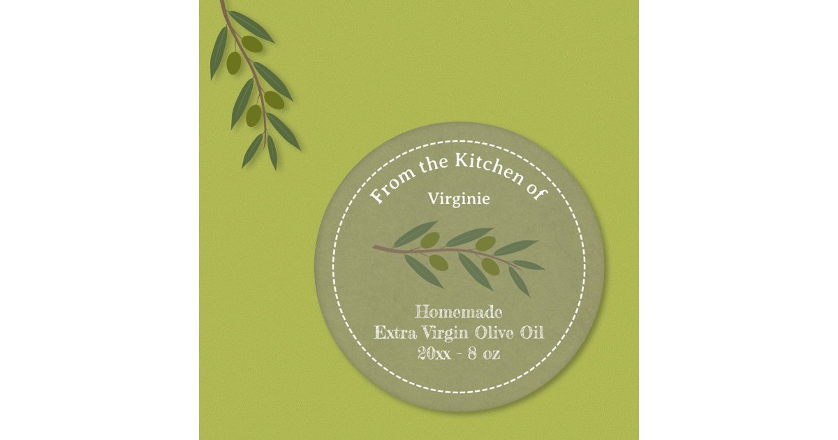 Rustic Olive Oil Label Sticker | Zazzle