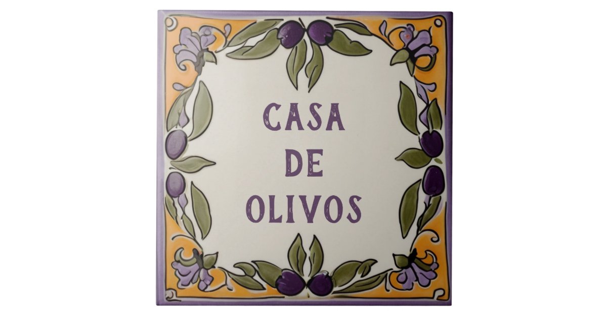 Rustic Olives Custom House Name Plate Plaque Sign Ceramic Tile | Zazzle