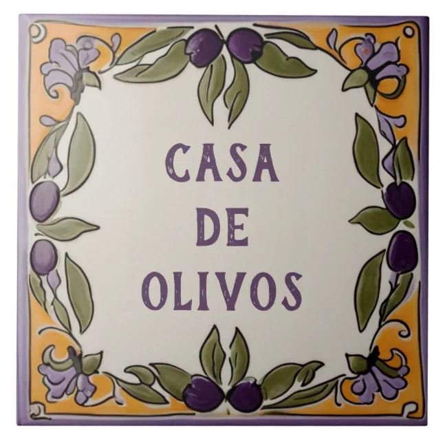 Rustic Olives Custom House Name Plate Plaque Sign Ceramic Tile | Zazzle