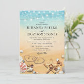 Rustic Ombre Beach Heart Shore Wedding Invitation | Zazzle