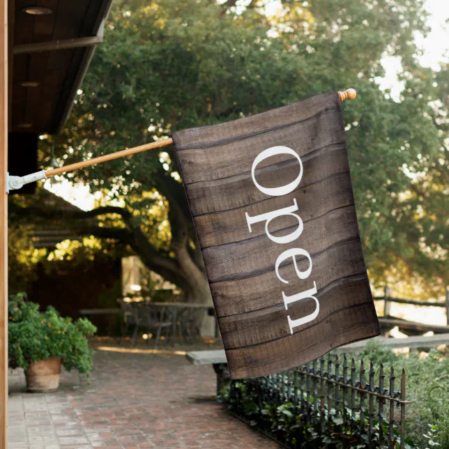 Rustic Open Sign House Flag | Zazzle
