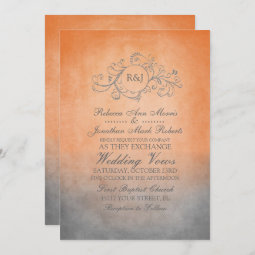 Rustic Orange and Grey Bohemian Wedding Invitation | Zazzle