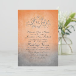 Rustic Orange and Grey Bohemian Wedding Invitation | Zazzle