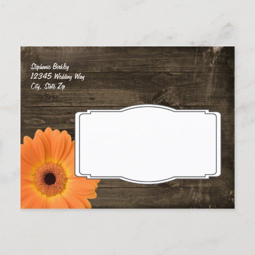 Rustic Orange Daisy Wood Save The Date Postcards | Zazzle