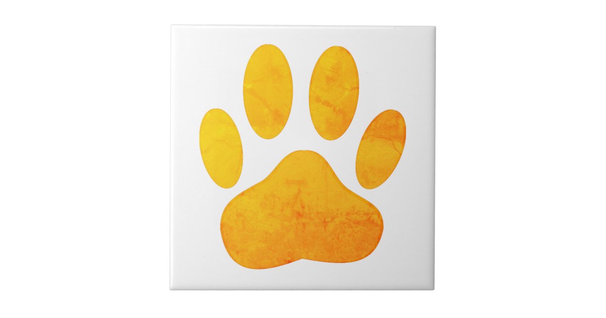 Rustic Orange Dog Pawprint Tile | Zazzle