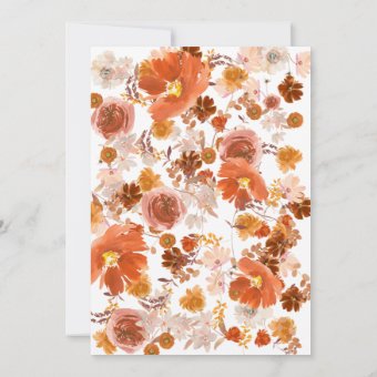 Rustic Orange Floral Boho Frame Bouquet Wedding Invitation | Zazzle