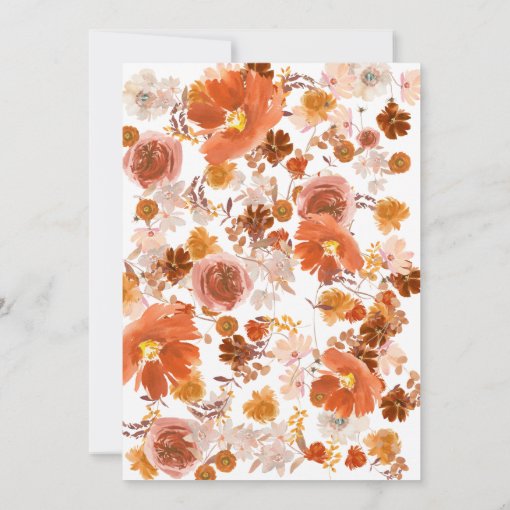 Rustic Orange Floral Boho Frame Bouquet Wedding Invitation | Zazzle