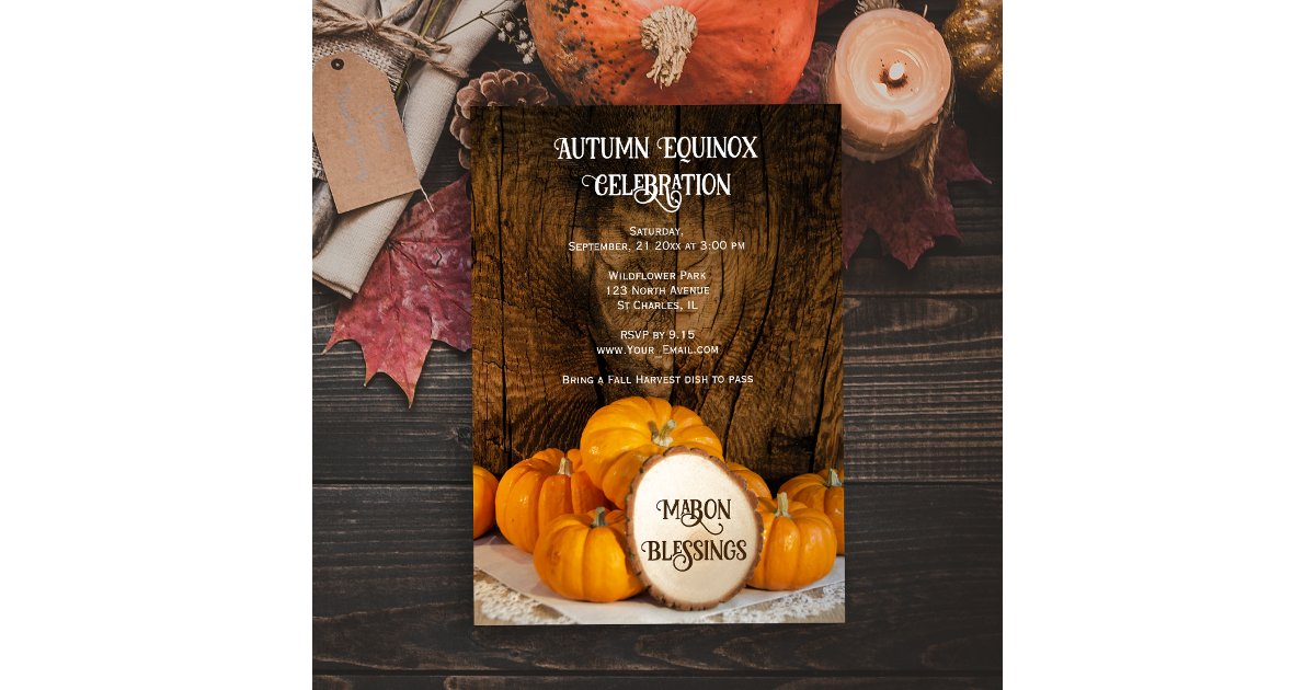 Rustic Orange Pumpkins Autumn Equinox Celebration Invitation | Zazzle