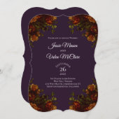 Rustic Orange Purple Fall Elegant Wedding Invitation | Zazzle