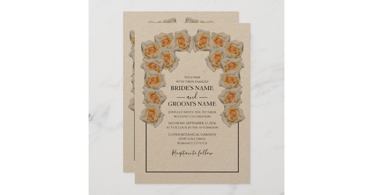Rustic Orange Roses Wedding Invitations | Zazzle