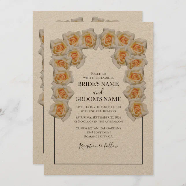 Rustic Orange Roses Wedding Invitations | Zazzle