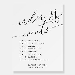 Rustic Order of Events Wedding Day Timeline Foam Board | Zazzle