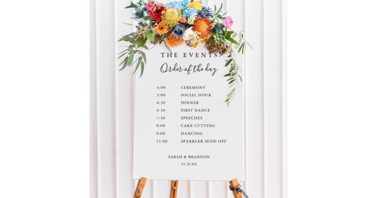 Rustic Order of Events Wedding Timeline Ceremony Foam Board | Zazzle