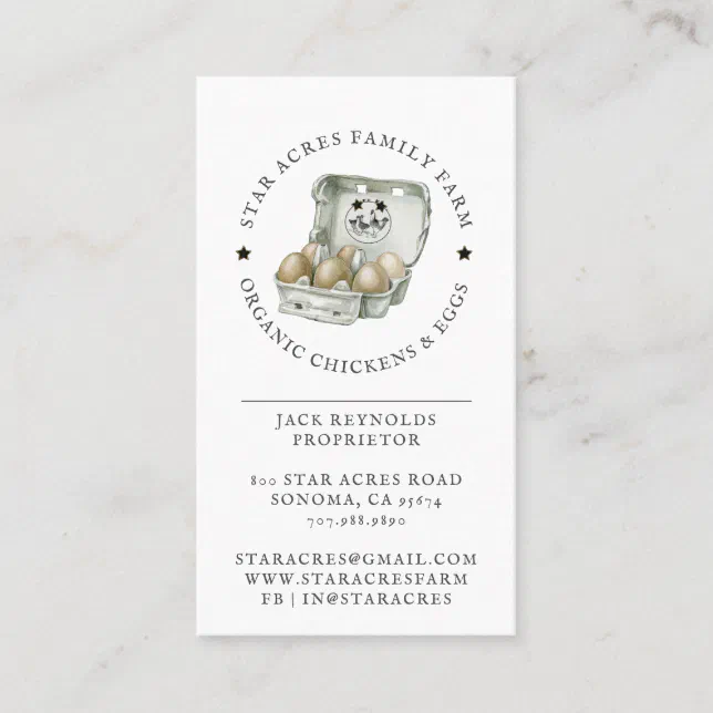 Rustic Organic Chicken Fresh Organic Eggs Business Card | Zazzle
