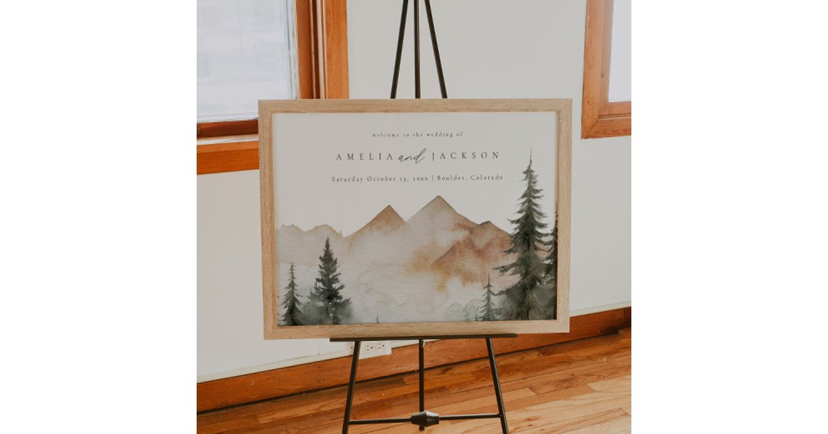 Rustic Outdoor Mountain Wedding Welcome Sign | Zazzle