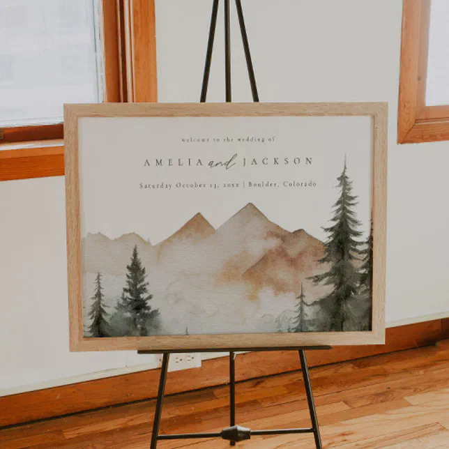 Rustic Outdoor Mountain Wedding Welcome Sign | Zazzle