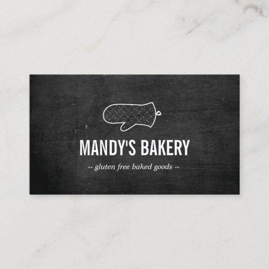 Rustic Oven Mitt Logo on Black Wood for Bakery Business Card | Zazzle.com