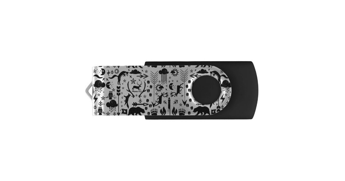 Rustic Owl Bear Deer Fox Woodland Creature Pattern USB Flash Drive | Zazzle
