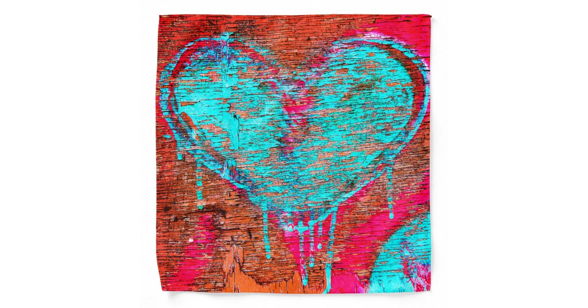 Rustic Painted Heart Bandana | Zazzle