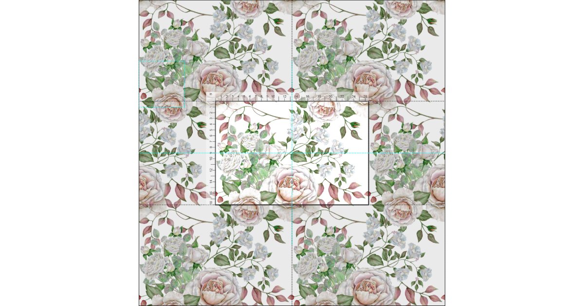 Rustic Pale Pink Rose Green Leaf Floral Pattern Fabric | Zazzle