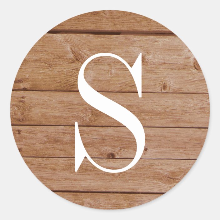 Rustic Pallet Wood Texture Monogram Classic Round Sticker | Zazzle.com