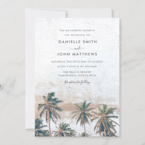 Rustic Palm Tree Beach Destination Wedding Invitation | Zazzle