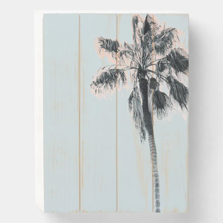 Rustic Palm Tree Shabby Chic Beach Art Hamptons Wooden Box Sign | Zazzle