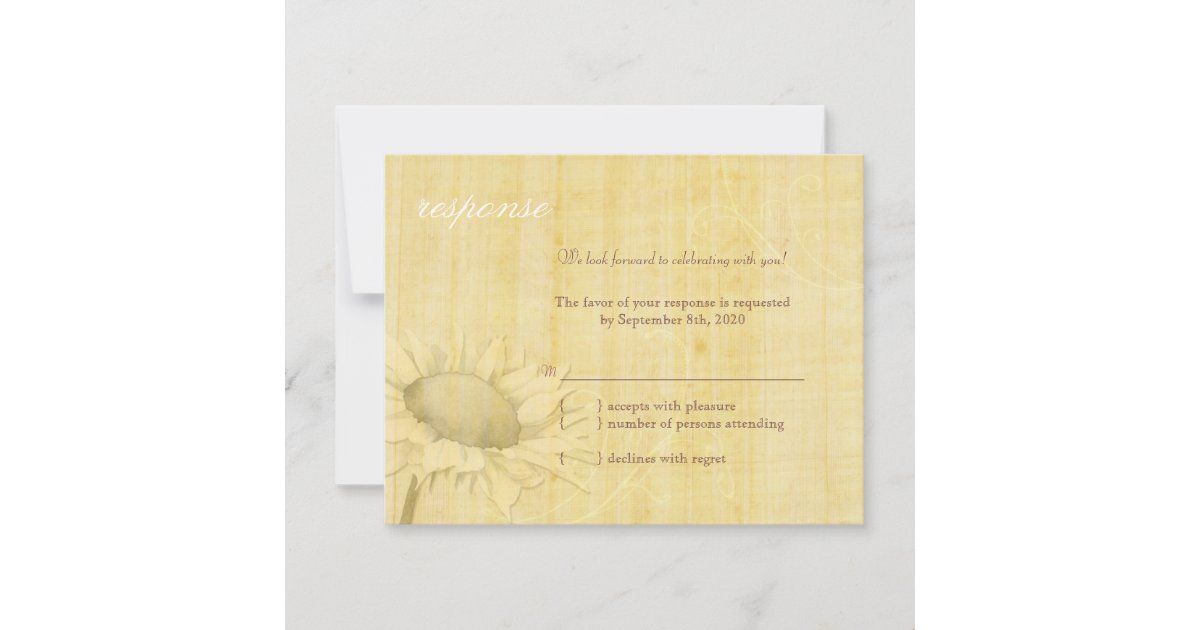 Rustic Papyrus Sunflower Wedding RSVP Invitation | Zazzle