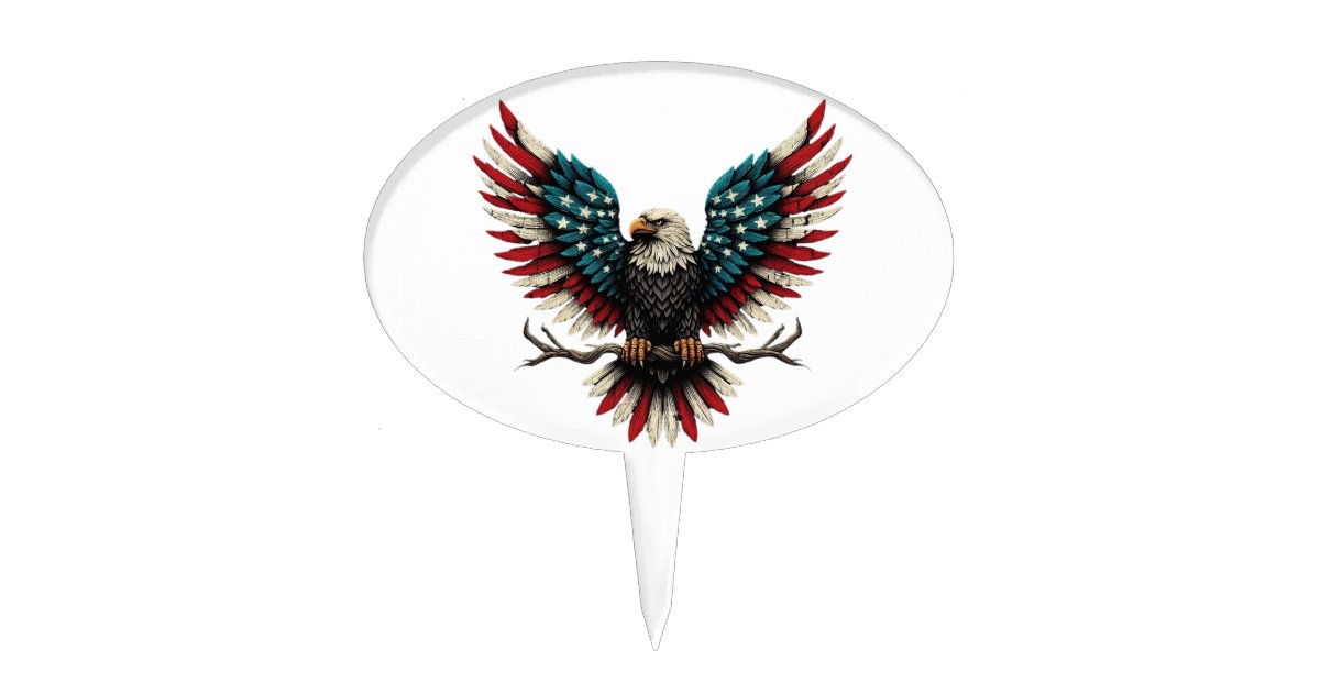 Rustic patriotic American/USA bald eagle Cake Topper | Zazzle