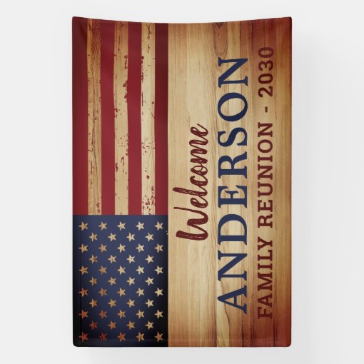 Rustic Patriotic Family Custom USA American Flag Banner | Zazzle