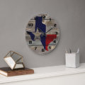 Rustic Patriotic Texas Map and Flag Large Clock | Zazzle