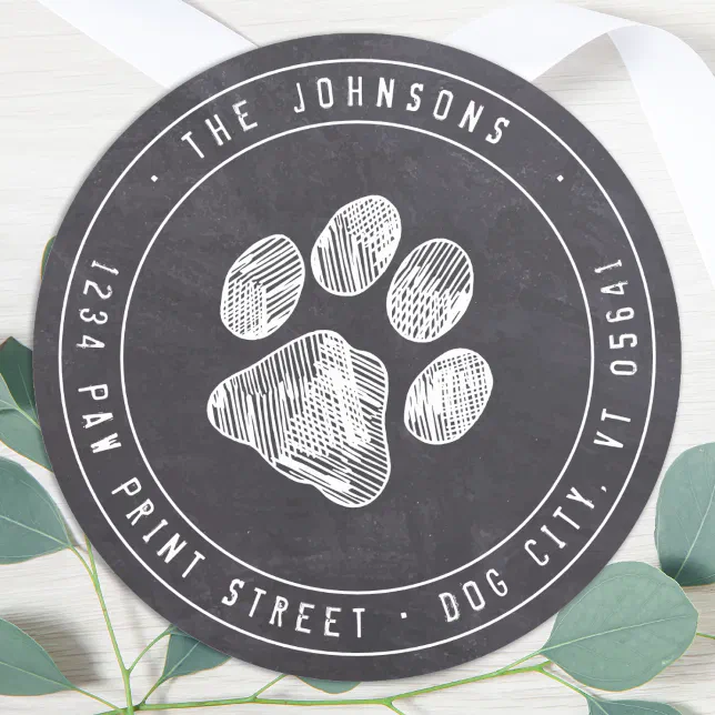 Rustic Paw Print Chalkboard Return Address Label | Zazzle