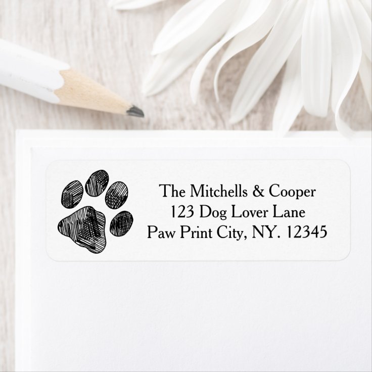Rustic Paw Print Return Address Label | Zazzle