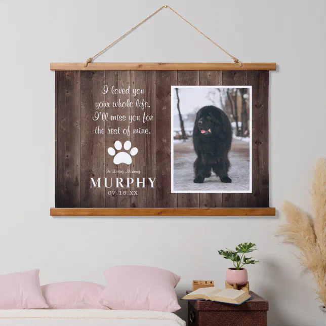 Rustic Paw Prints Personalized Pet Memorial Photo Hanging Tapestry | Zazzle