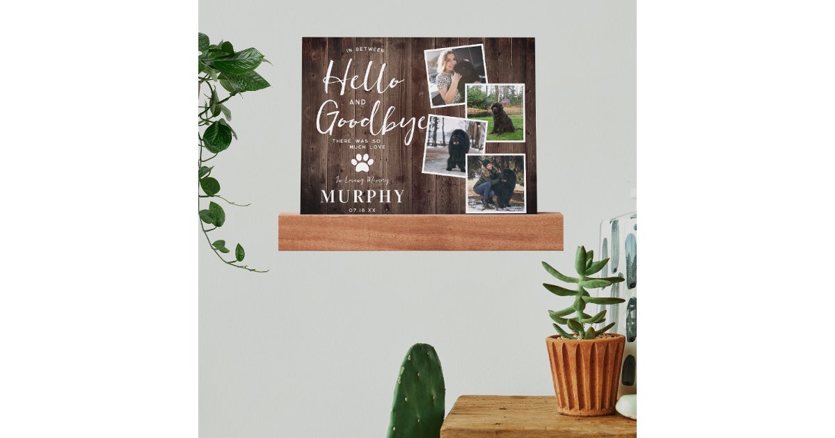 Rustic Paw Prints Personalized Pet Memorial Photo Picture Ledge | Zazzle