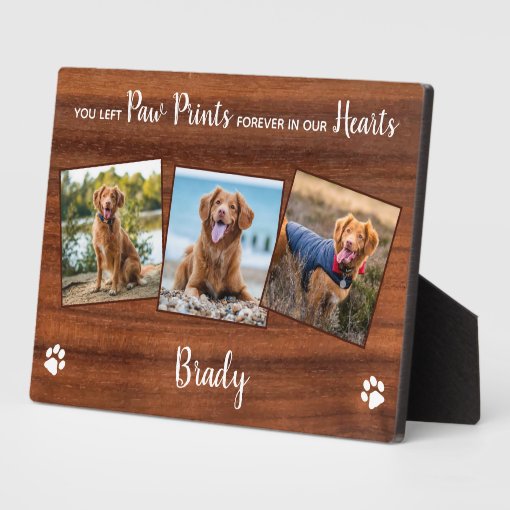 Rustic Paw Prints Personalized Pet Memorial Photo Plaque | Zazzle