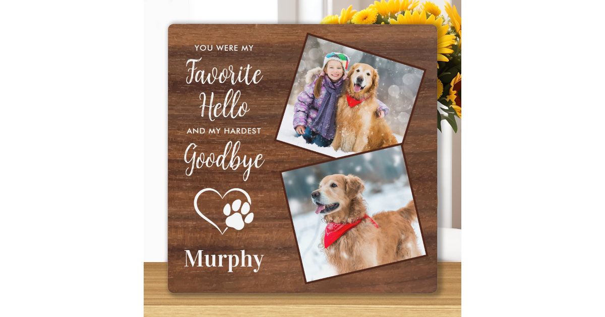 Rustic Paw Prints Personalized Pet Memorial Photo Plaque | Zazzle