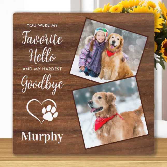 Rustic Paw Prints Personalized Pet Memorial Photo Plaque | Zazzle