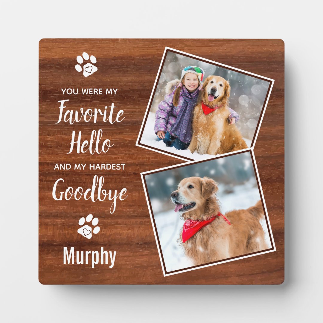 Rustic Paw Prints Personalized Pet Memorial Photo Plaque | Zazzle