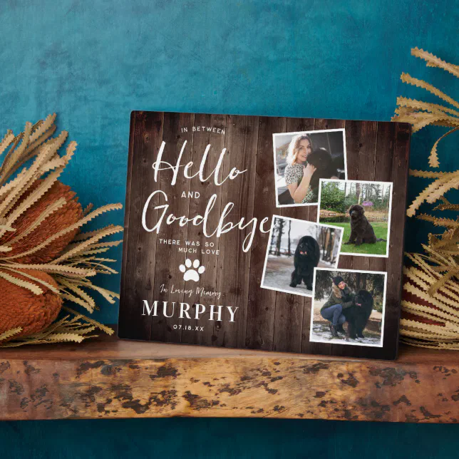 Rustic Paw Prints Personalized Pet Memorial Photo Plaque | Zazzle