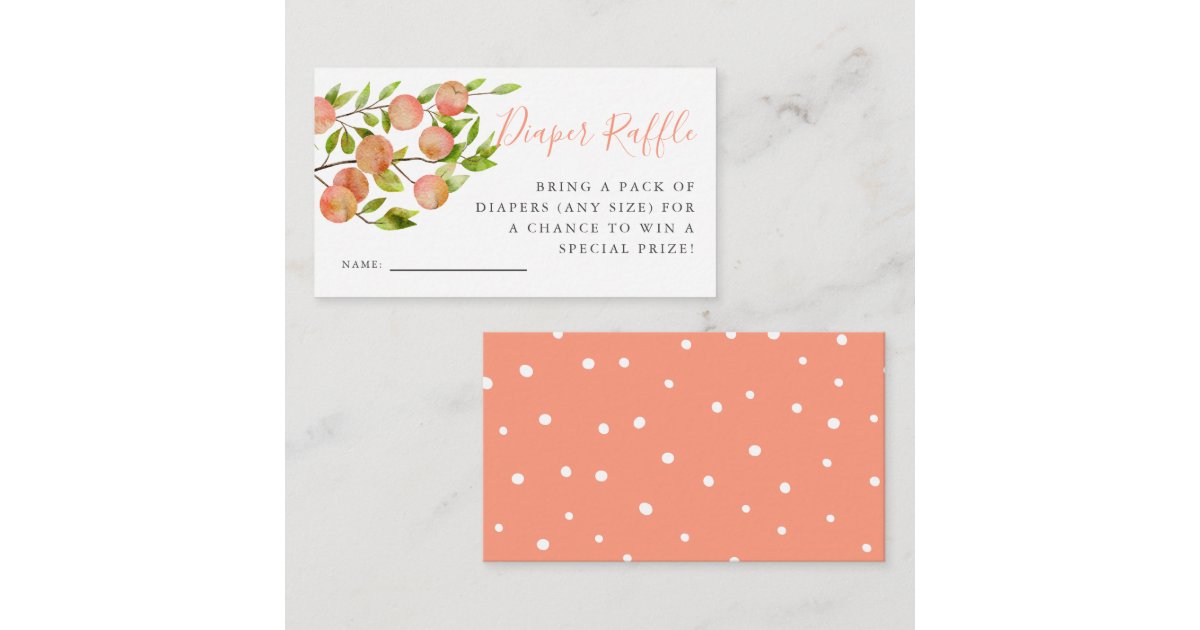 Rustic Peach Baby Shower Diaper Raffle Ticket Enclosure Card | Zazzle