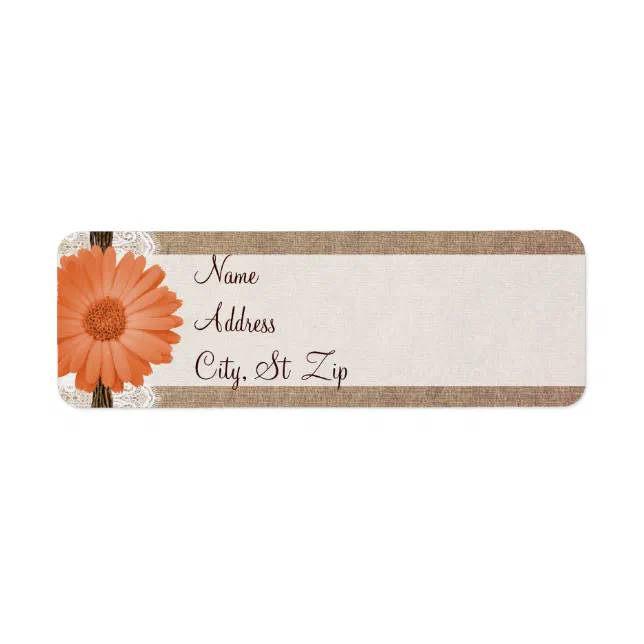 Rustic Peach Daisy Flower Return Address Labels | Zazzle