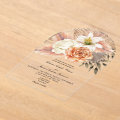 Rustic Peach Floral Wedding Acrylic Invitations | Zazzle
