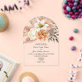 Rustic Peach Floral Wedding Acrylic Invitations | Zazzle