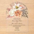 Rustic Peach Floral Wedding Acrylic Invitations | Zazzle